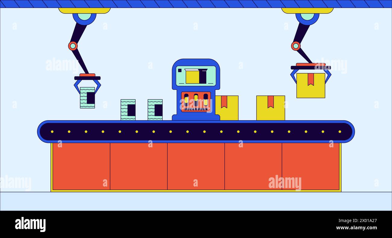 Robotic automation cartoon flat illustration Stock Vector Image & Art ...