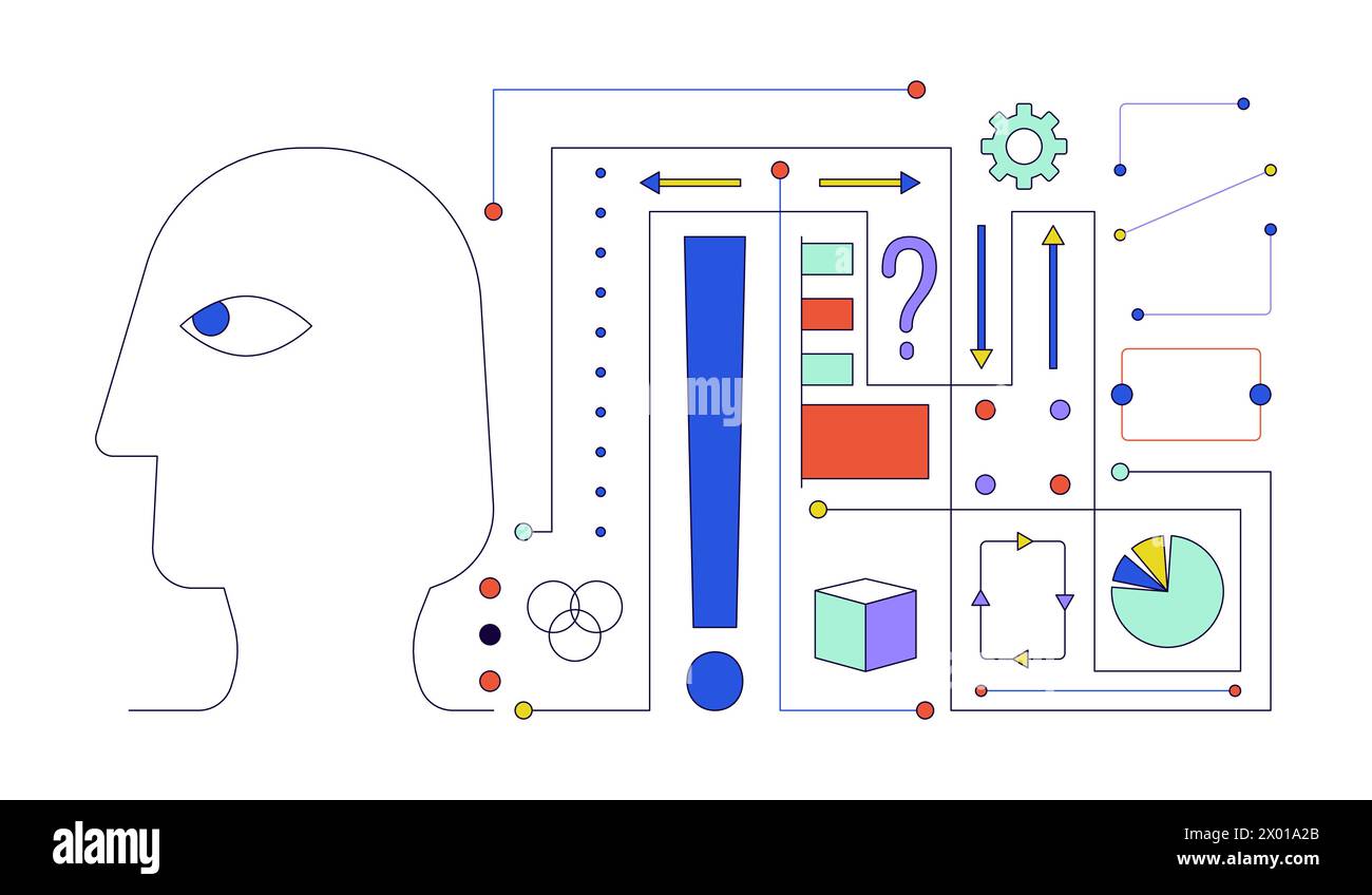 Deep learning AI 2D linear illustration concept Stock Vector Image ...