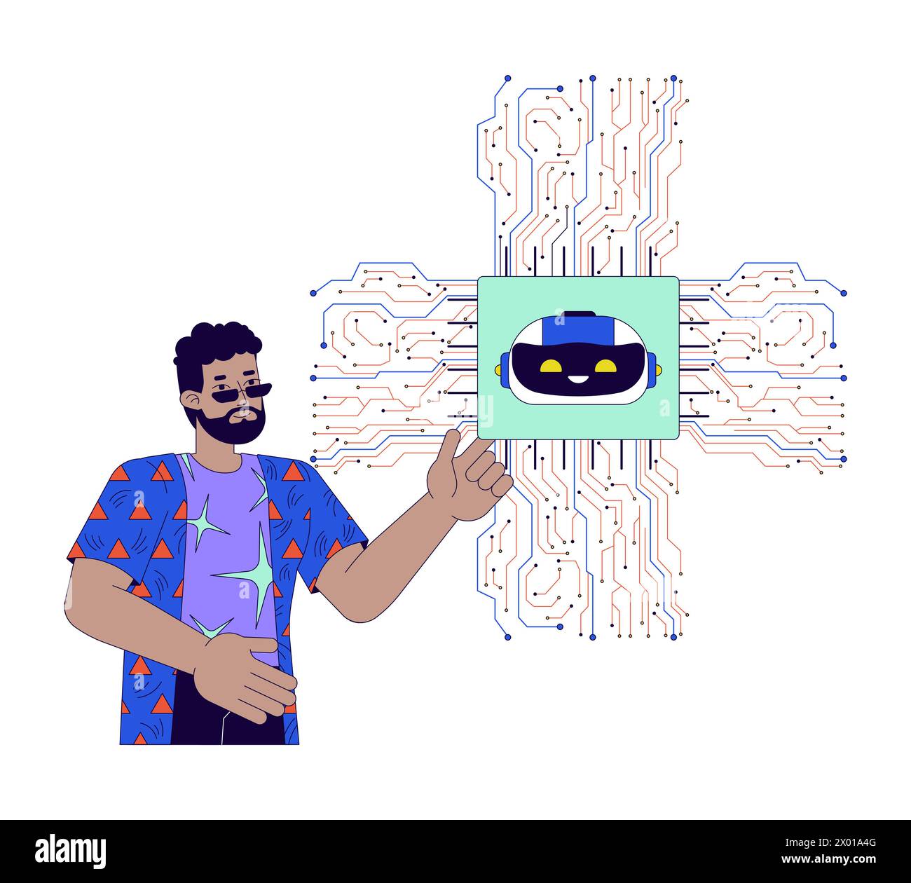 AI optimized hardware 2D linear illustration concept Stock Vector Image ...