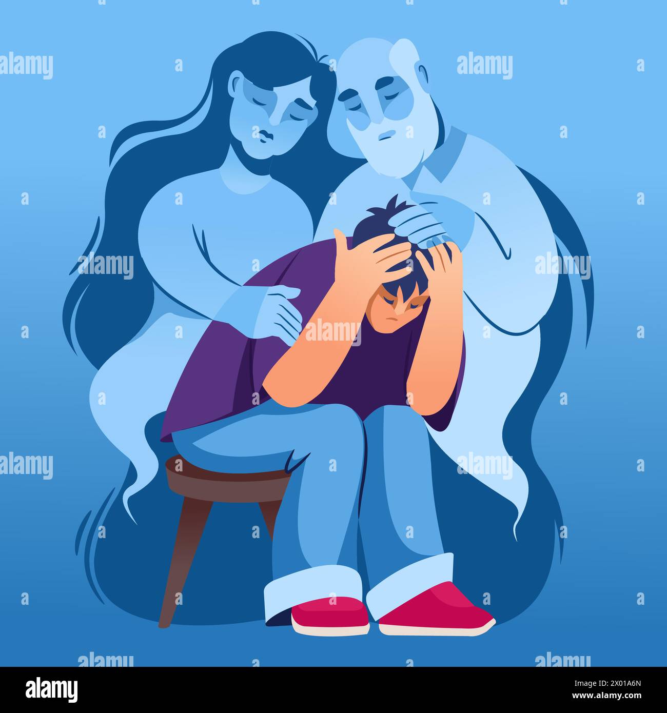 Spirits of parents support upset son, who is grieving death of mother ...