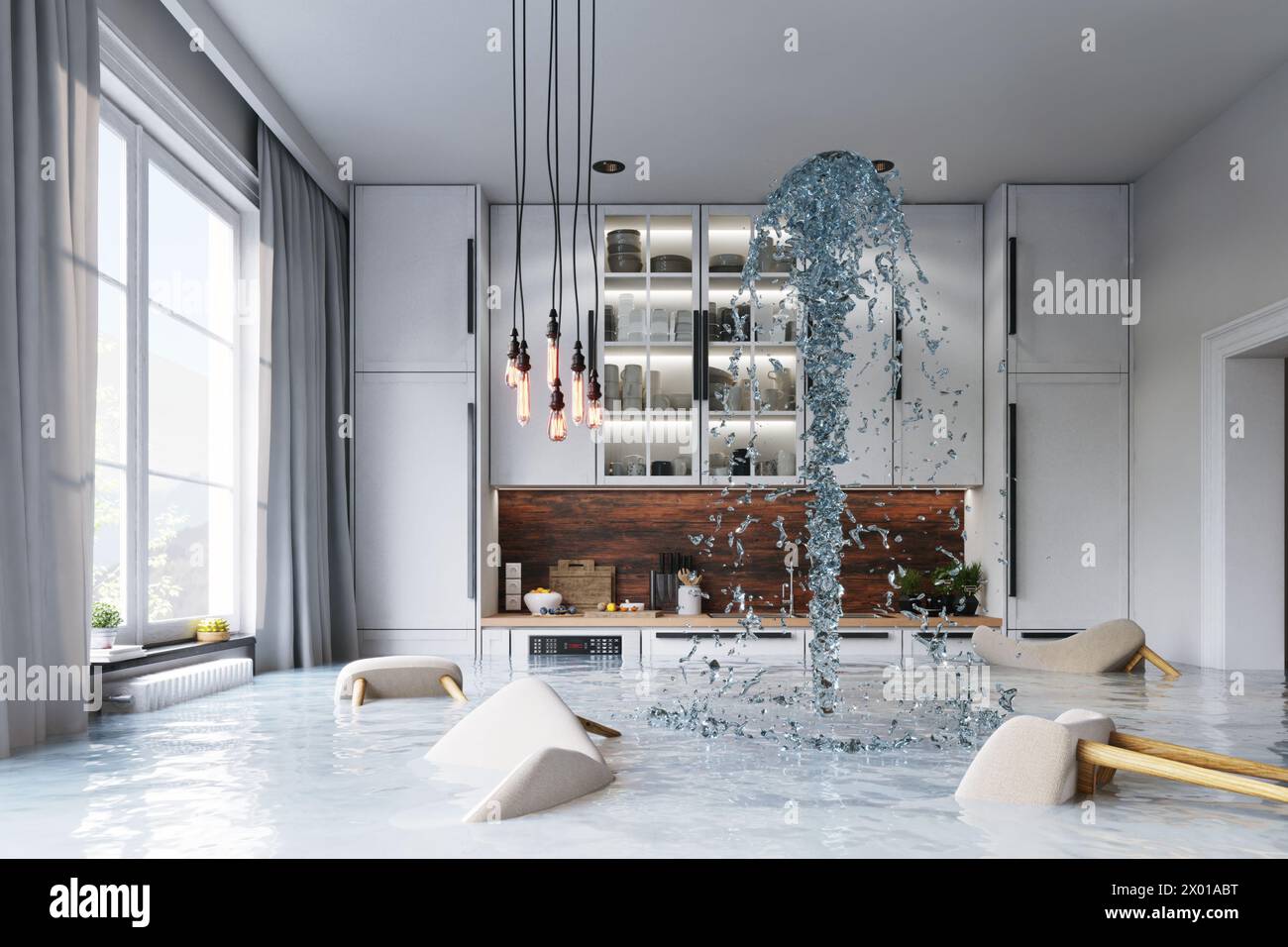 House flooded with water in room hi-res stock photography and images ...