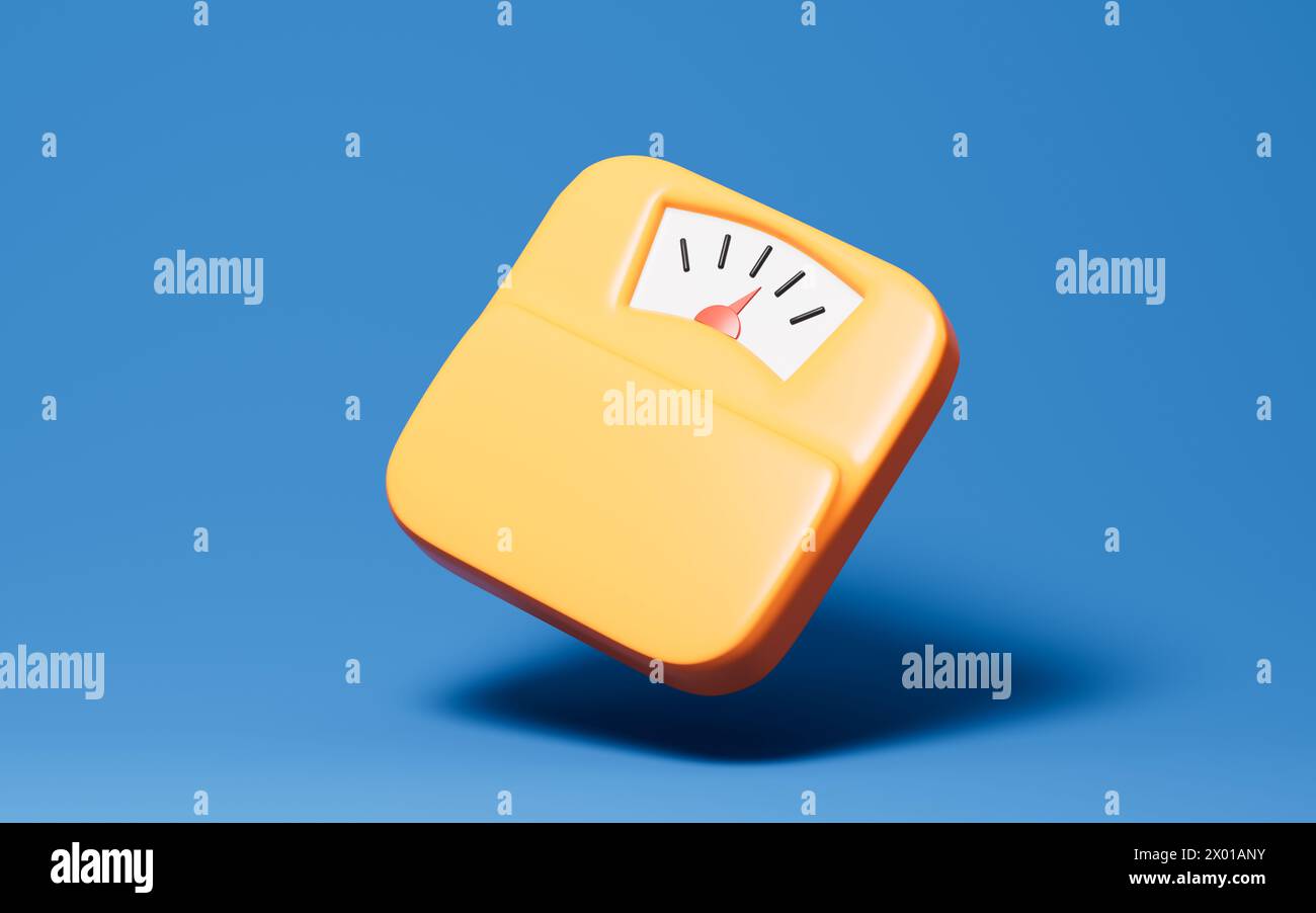 Cartoon weight scale model, health and exercise concept, 3d rendering ...