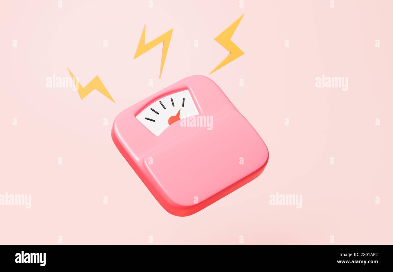 Cartoon weight scale model, health and exercise concept, 3d rendering ...
