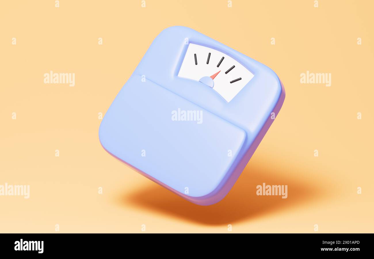 Cartoon weight scale model, health and exercise concept, 3d rendering ...