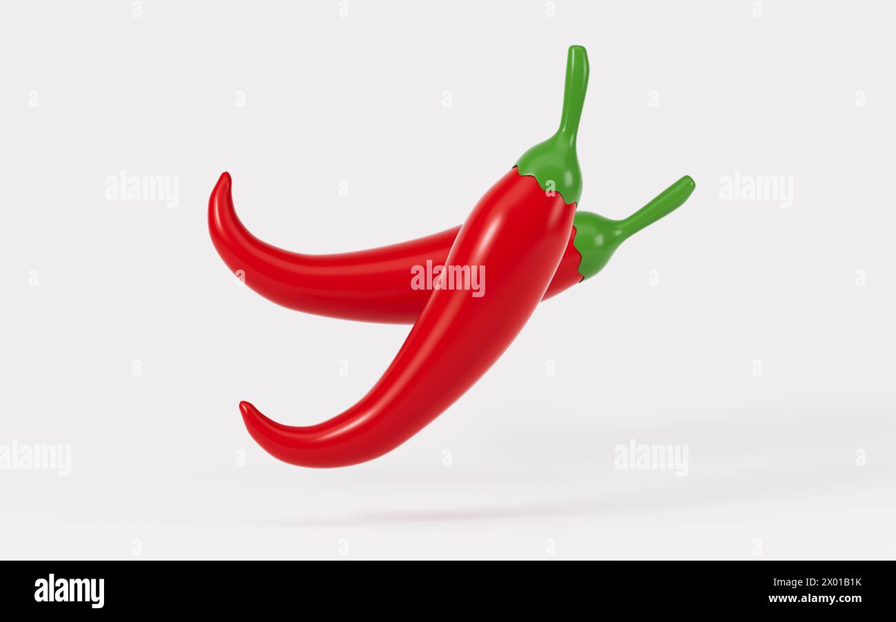 Cartoon chillies, food and vegetables, 3d rendering. 3d illustration ...