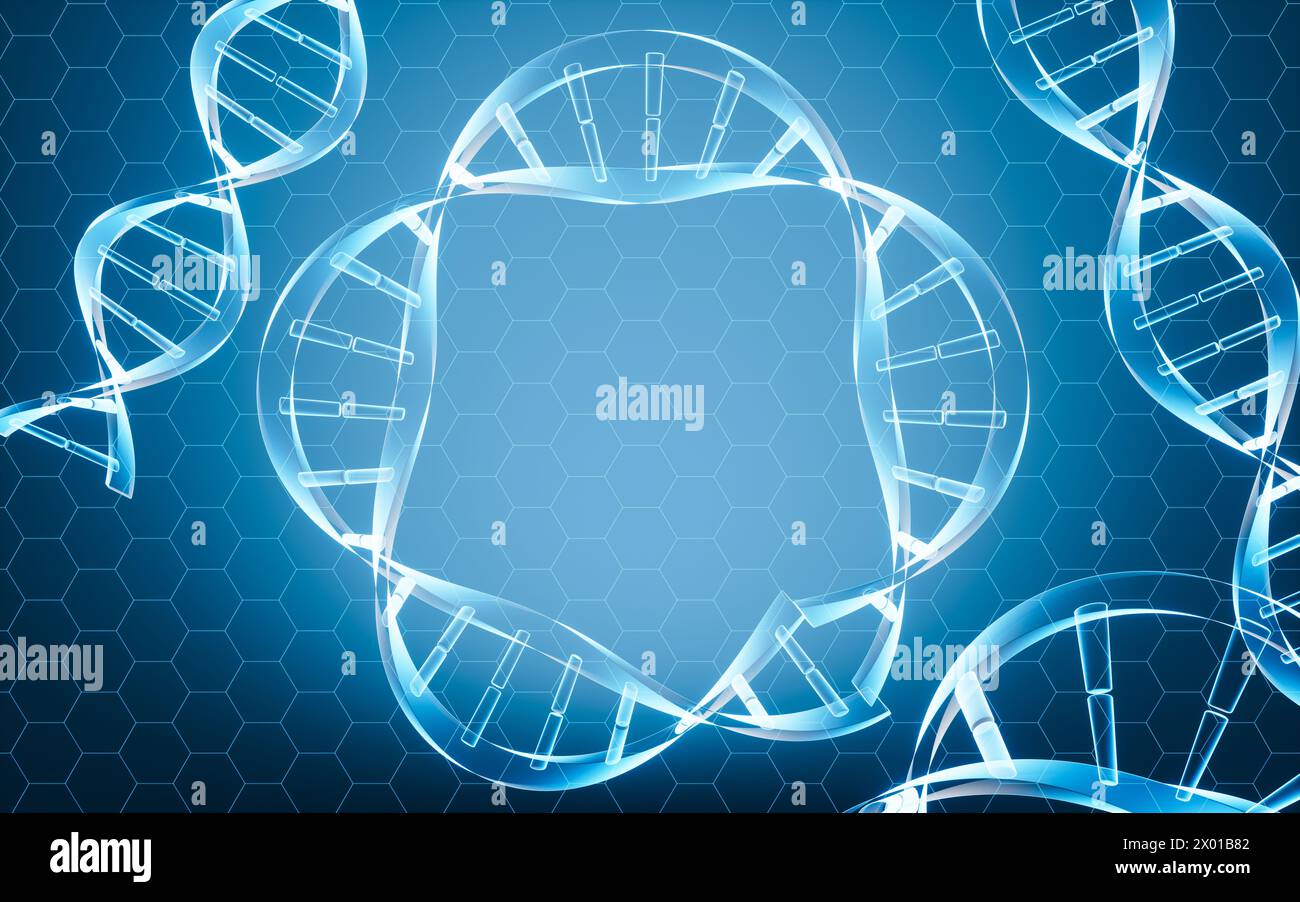 Blue circular DNA background, biotechnology concept, 3d rendering. 3d ...