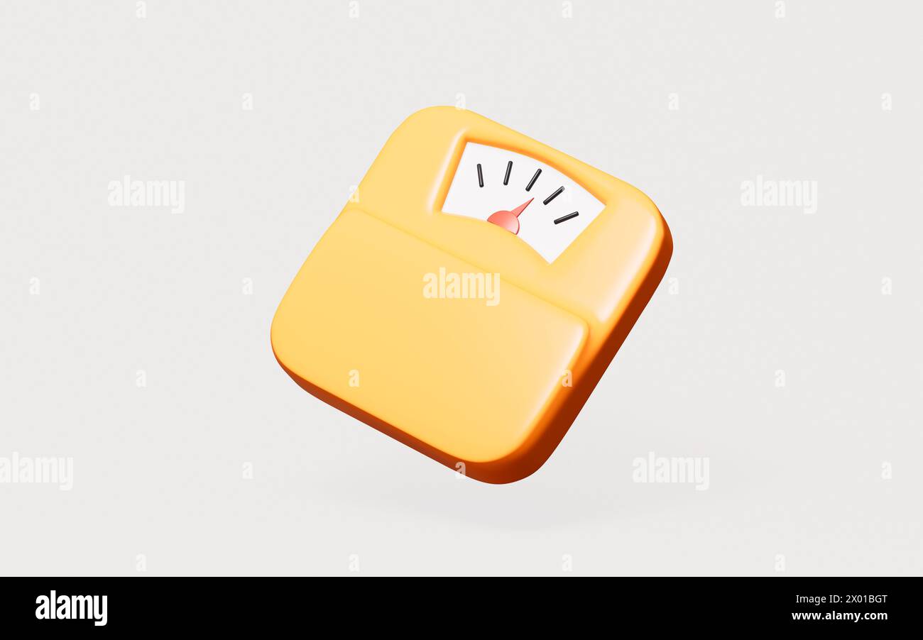 Cartoon weight scale model, health and exercise concept, 3d rendering ...