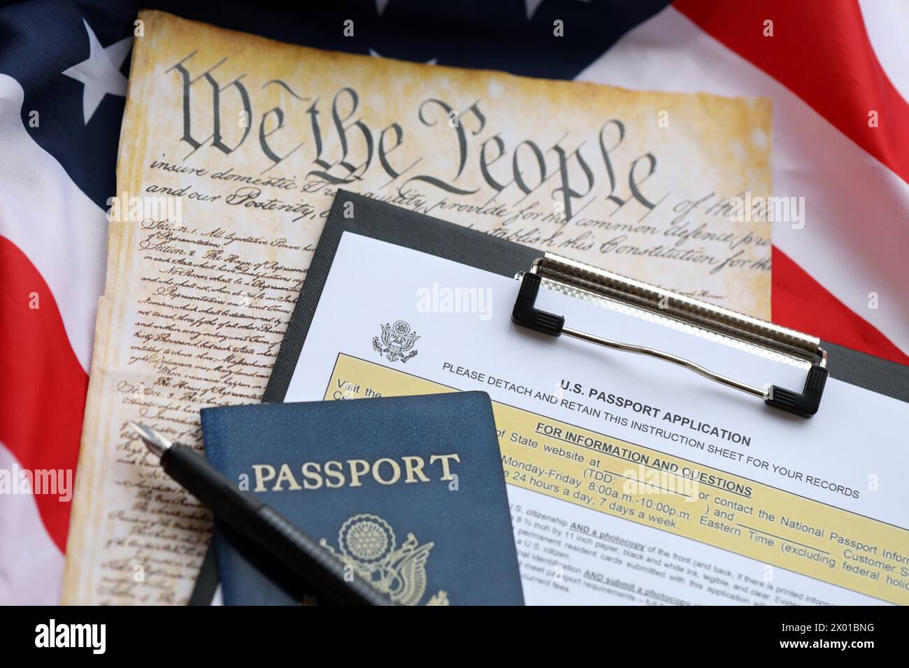 Department of State form DS11 Application for a U.S. Passport lies on ...