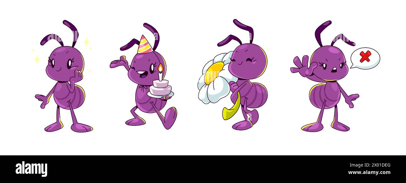 Cartoon ant character isolated vector. Cute and funny insect clipart ...