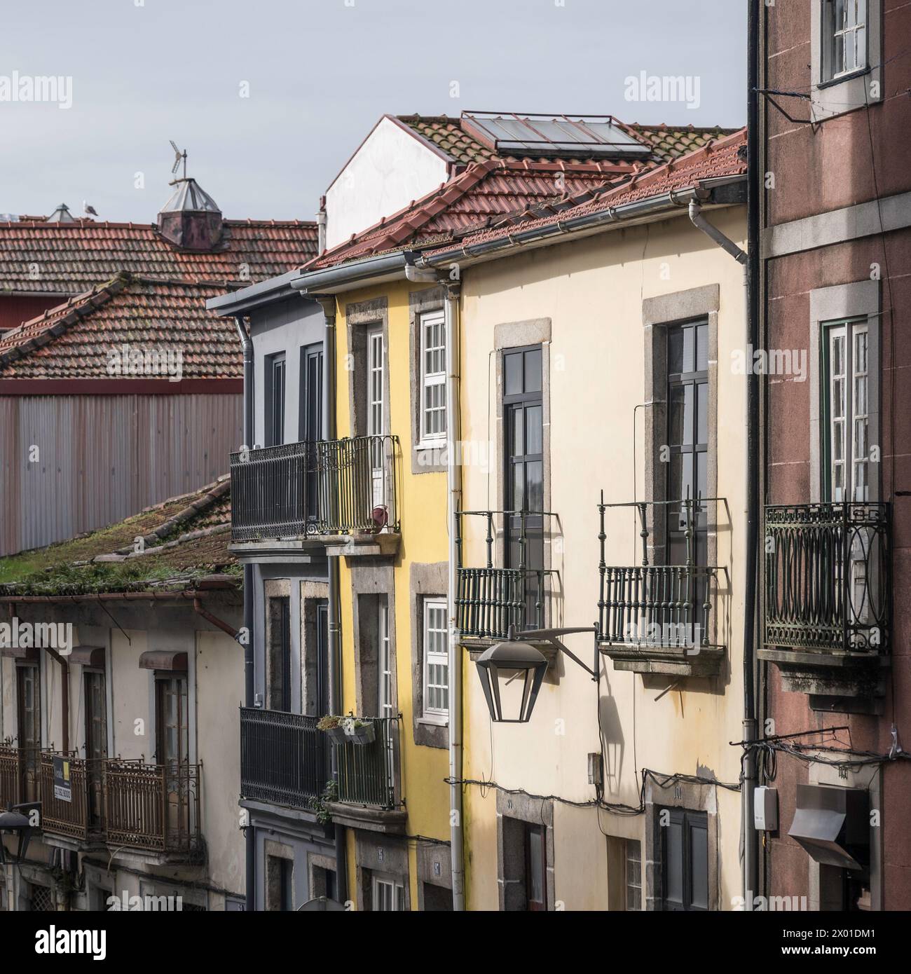 Porto building facade. Old fasioned facade windows and balconies of ...