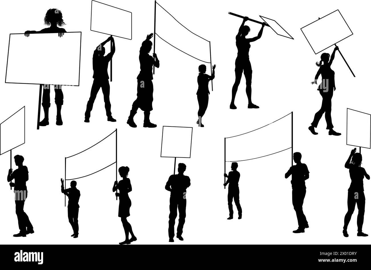 Silhouettes people protesting Black and White Stock Photos & Images - Alamy