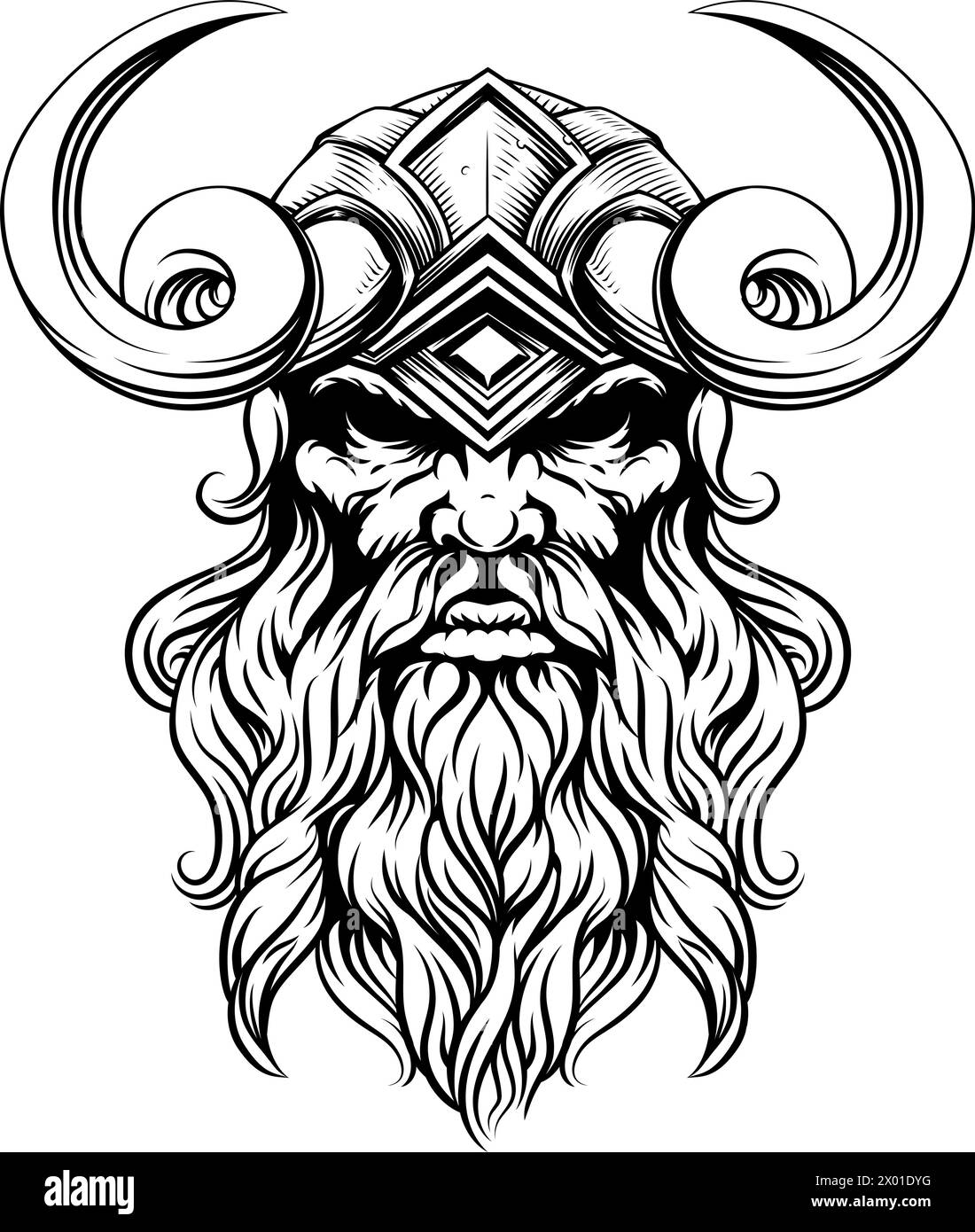 Viking Warrior Man Strong Mascot Face in Helmet Stock Vector Image ...