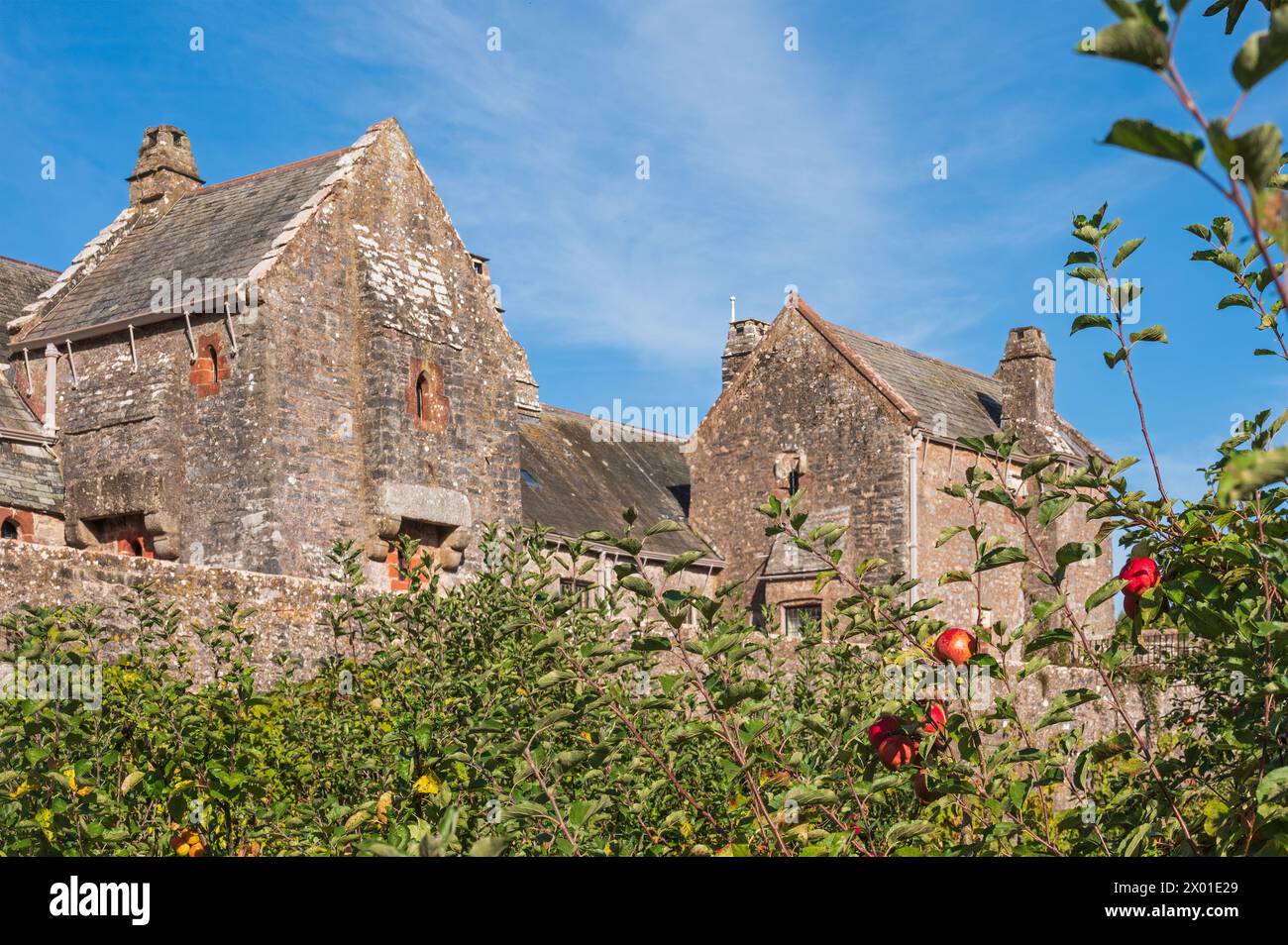 A view of the fortified Manor House at the National Trusts Compton ...