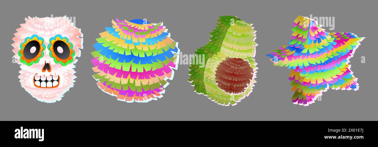 Mexican pinata icon for birthday party cartoon. Maracas carnival ...