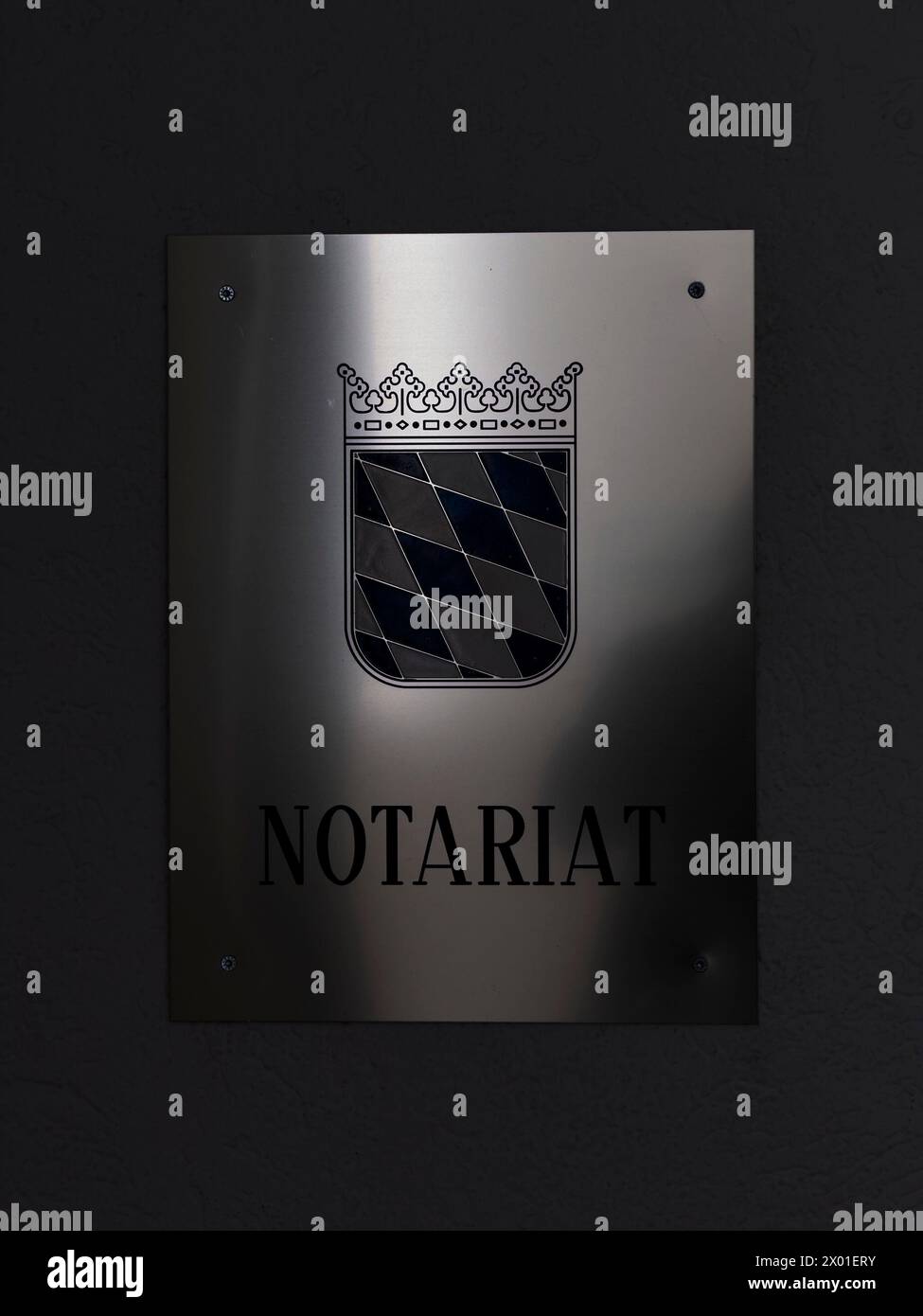 Sign from a notary in Fuessen, Germany, Feb 16, 2024. Photographer: ddp ...