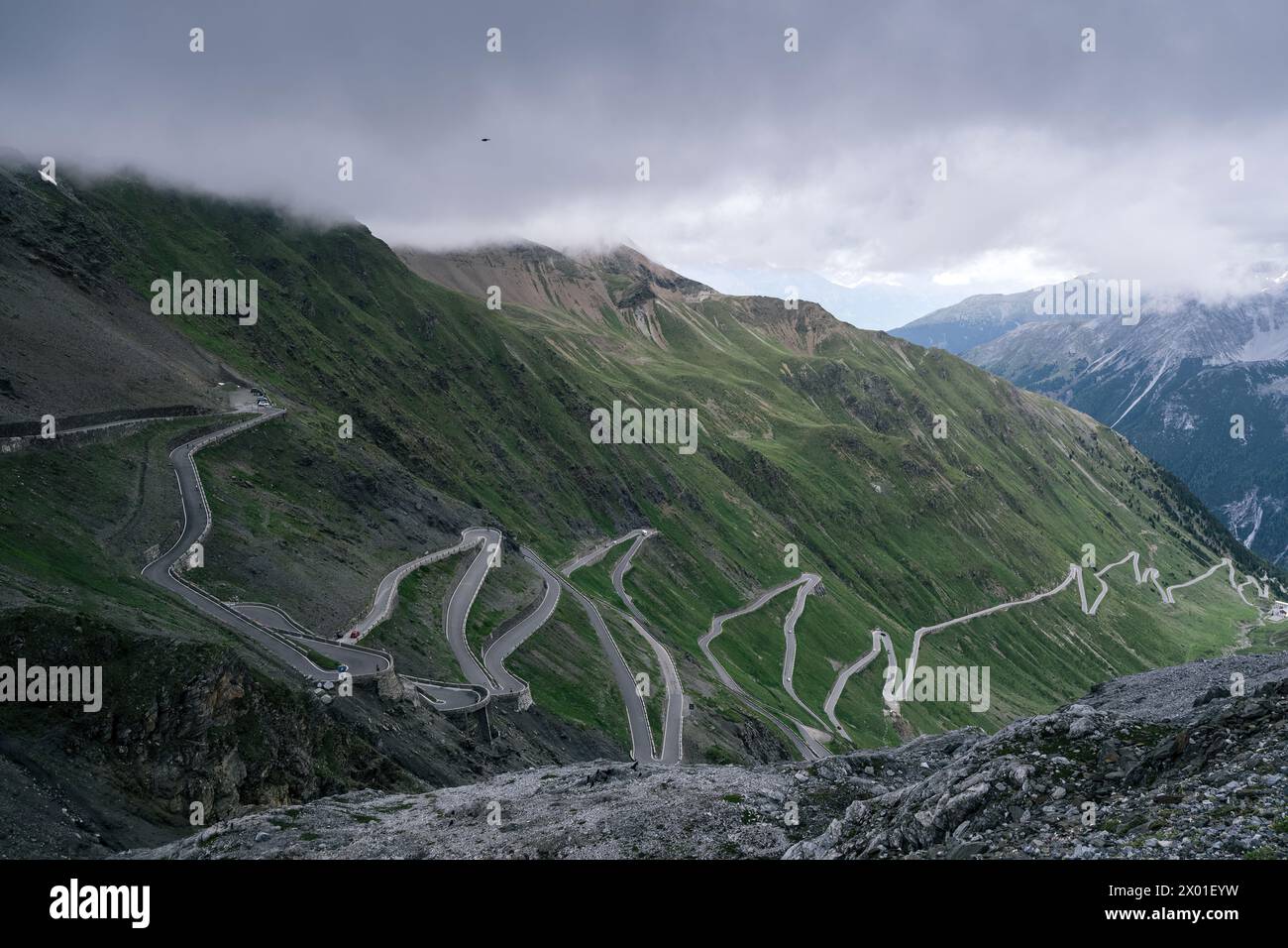 View of the Stelvio pass road in the north Italy Alps Stock Photo - Alamy