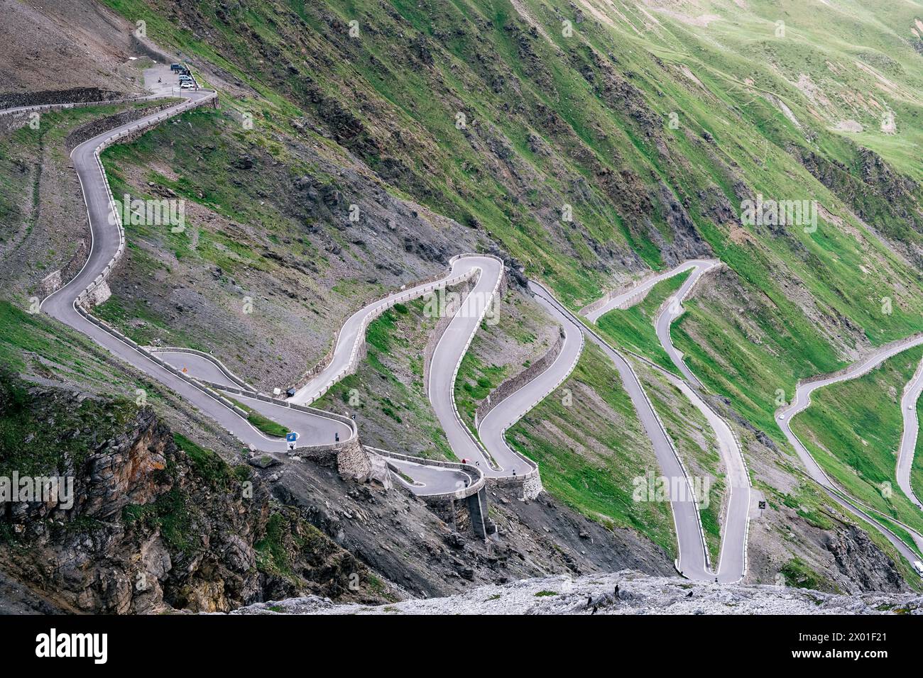 View of the Stelvio pass road in the north Italy Alps Stock Photo - Alamy