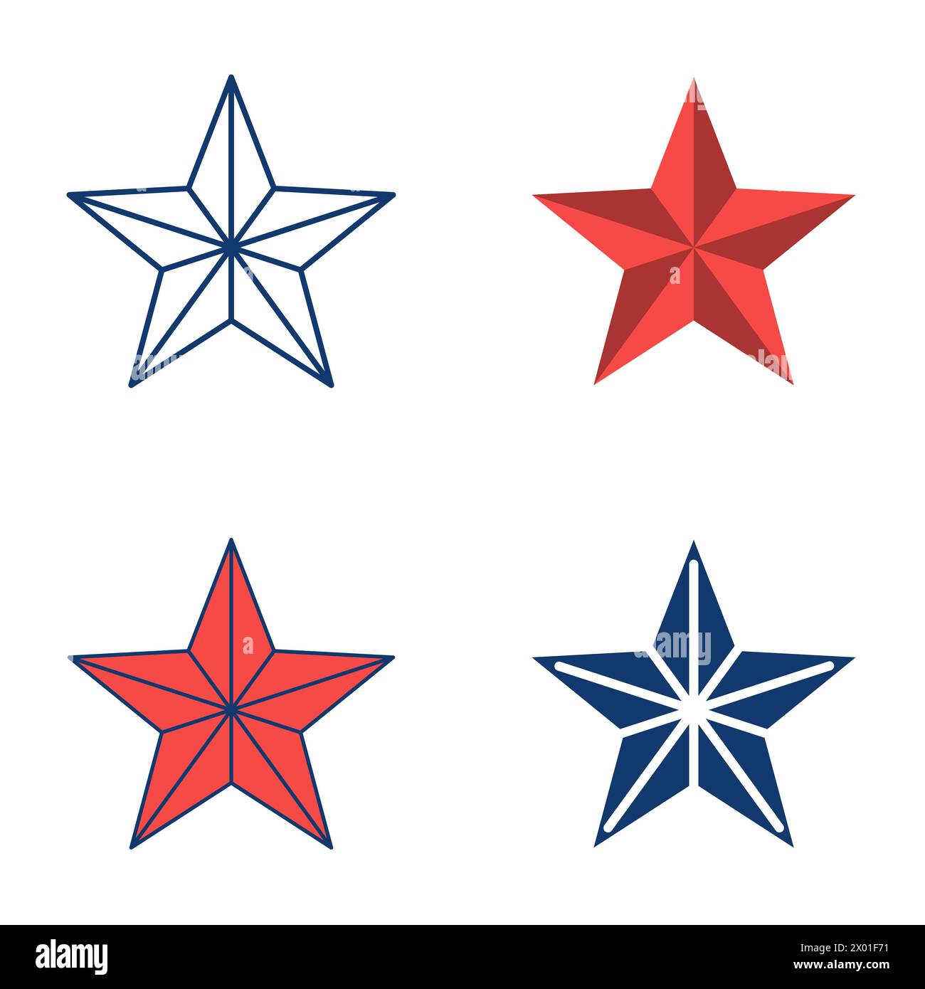 Soviet red star icon set in flat and line style. Vector illustration ...
