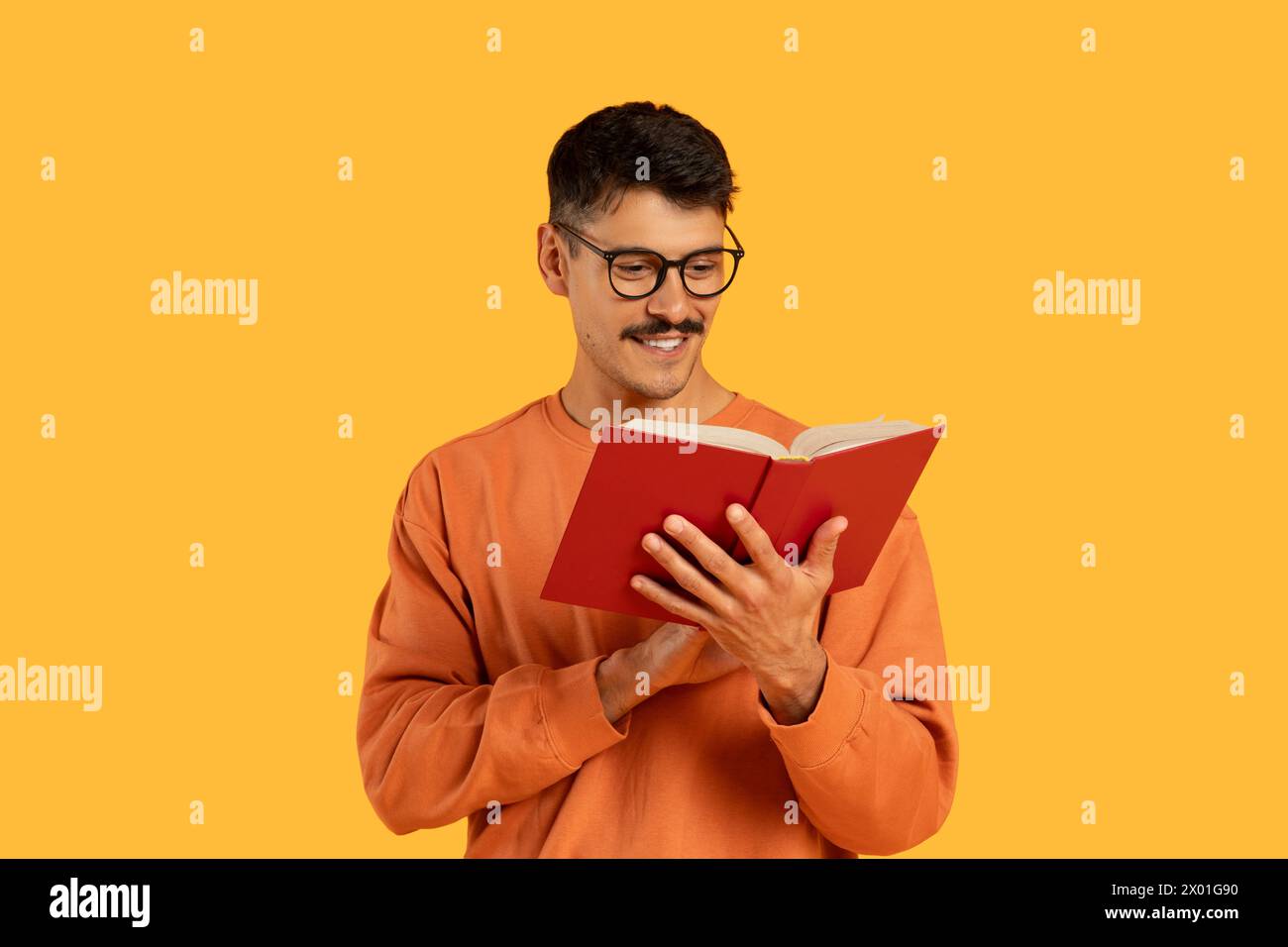 Man face with glasses and moustache hi-res stock photography and images ...