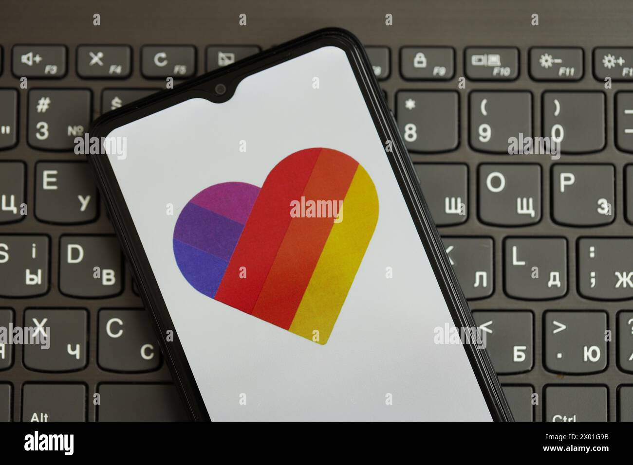 KYIV, UKRAINE - APRIL 1, 2024 Likee icon on smartphone screen on black ...