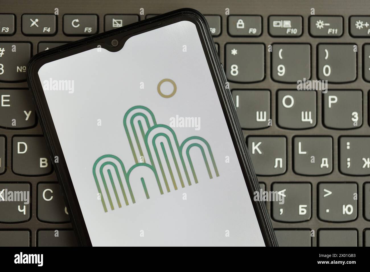 KYIV, UKRAINE - APRIL 1, 2024 Oasis icon on smartphone screen on black ...