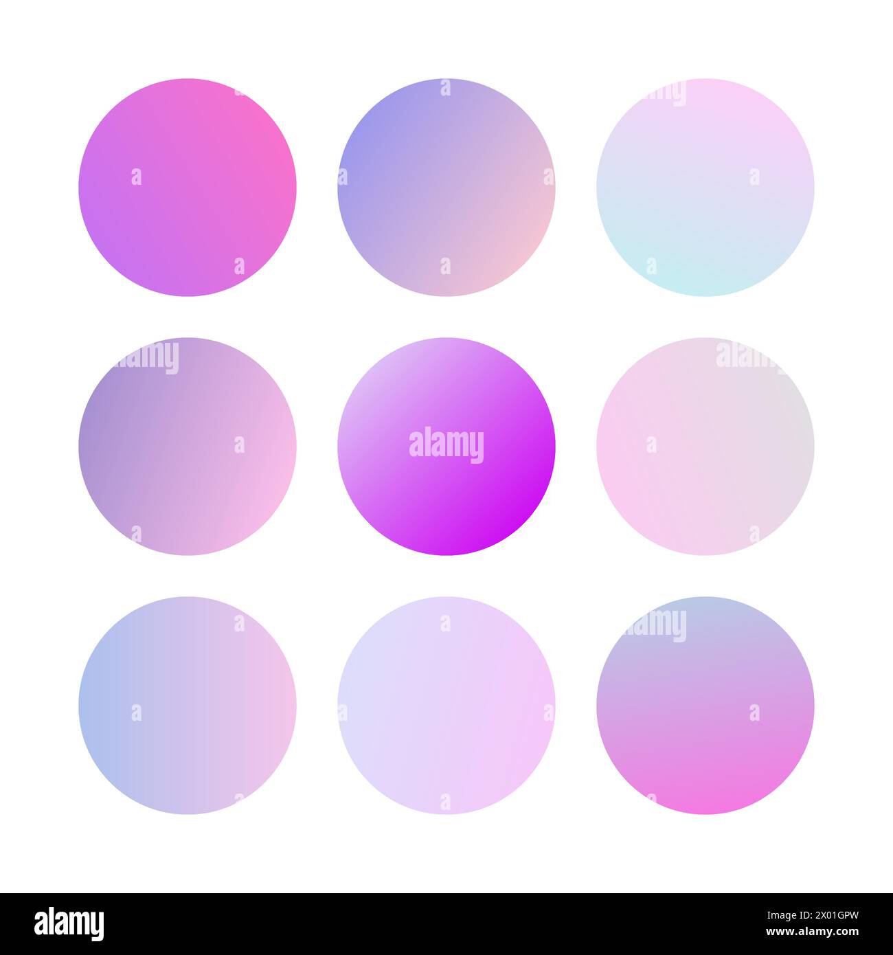 Round Gradients spheres. Set of nine trendy multicolored Gradients ...