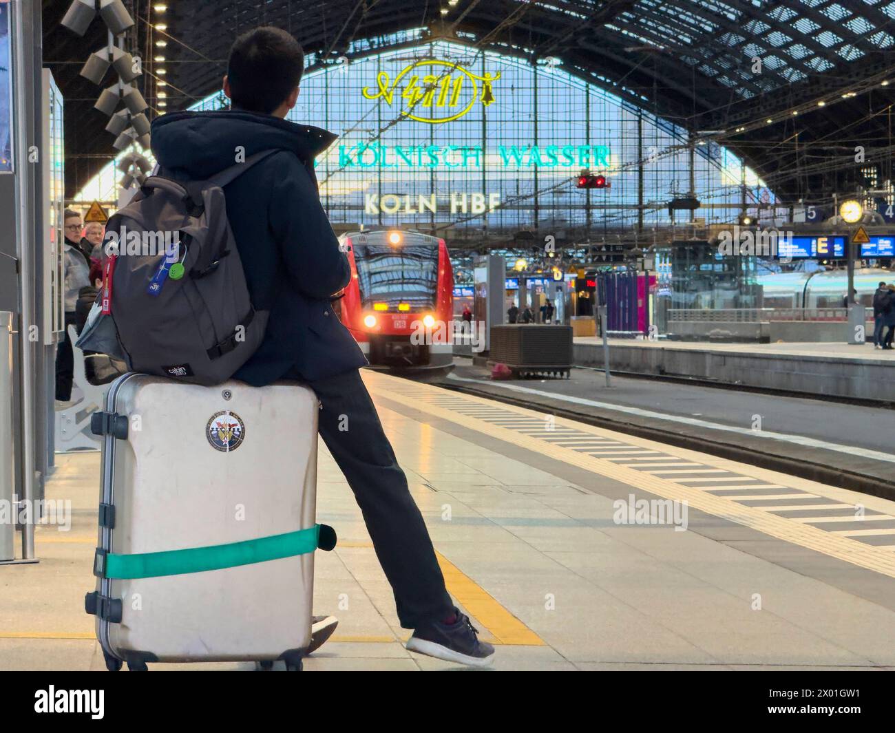 Cologne central station with a regional train Deutsche Bahn on Feb 25 ...