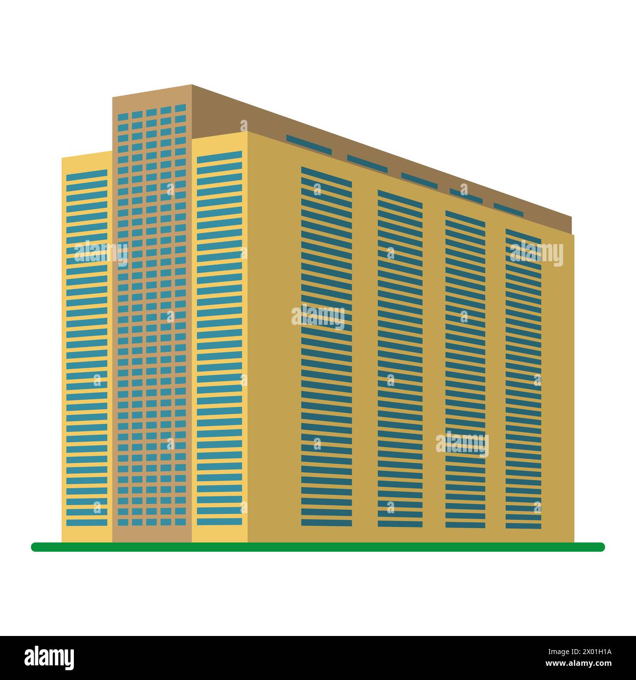 A modern high-rise building on a white background. View of the building ...