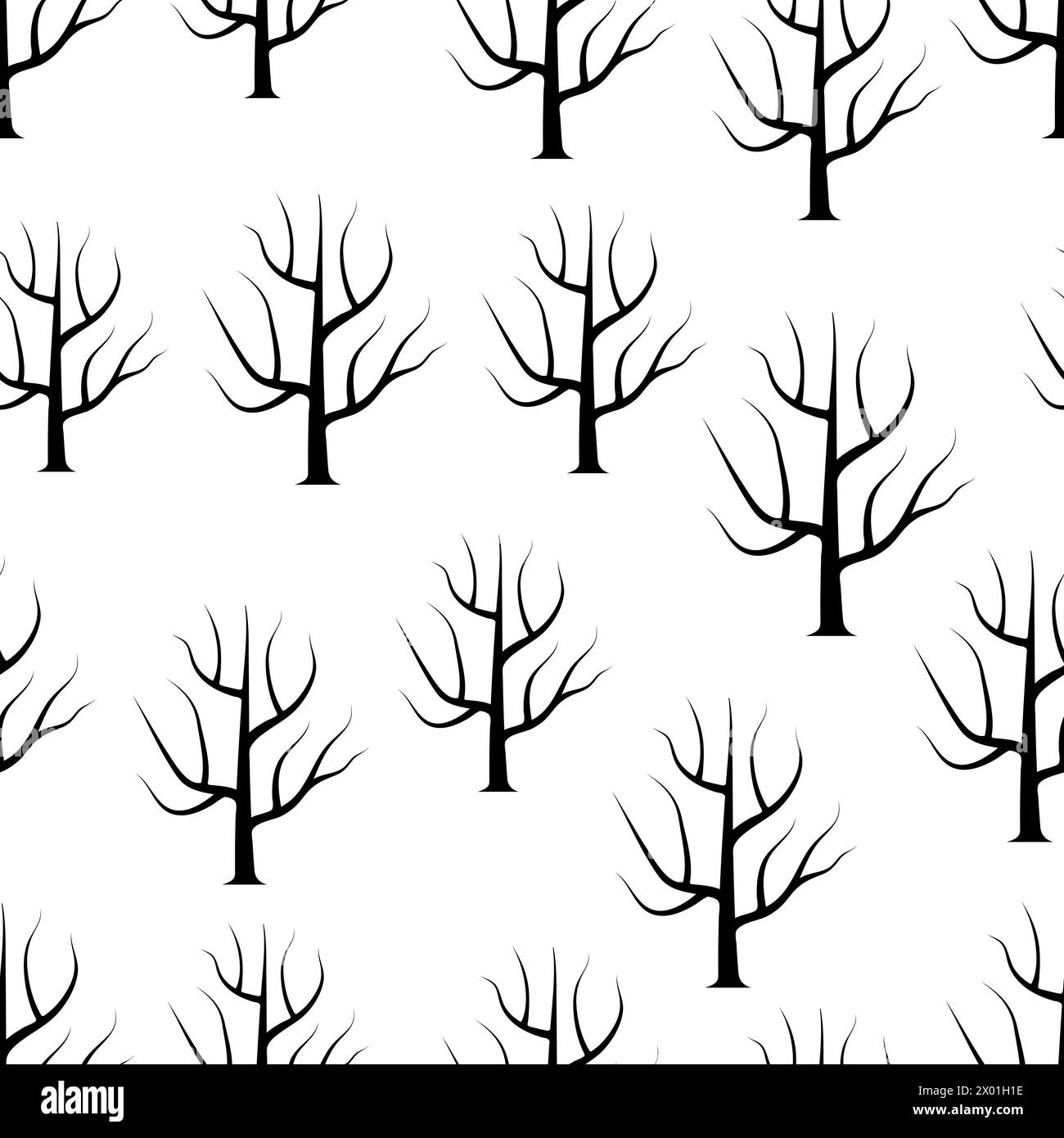 Seamless black and white curved trees without leaves backgrounds ...