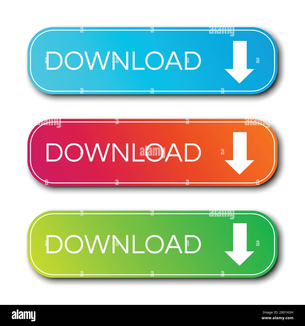 Set of three modern gradient buttons with shadows. Download Buttons. Vector illustration Stock ...