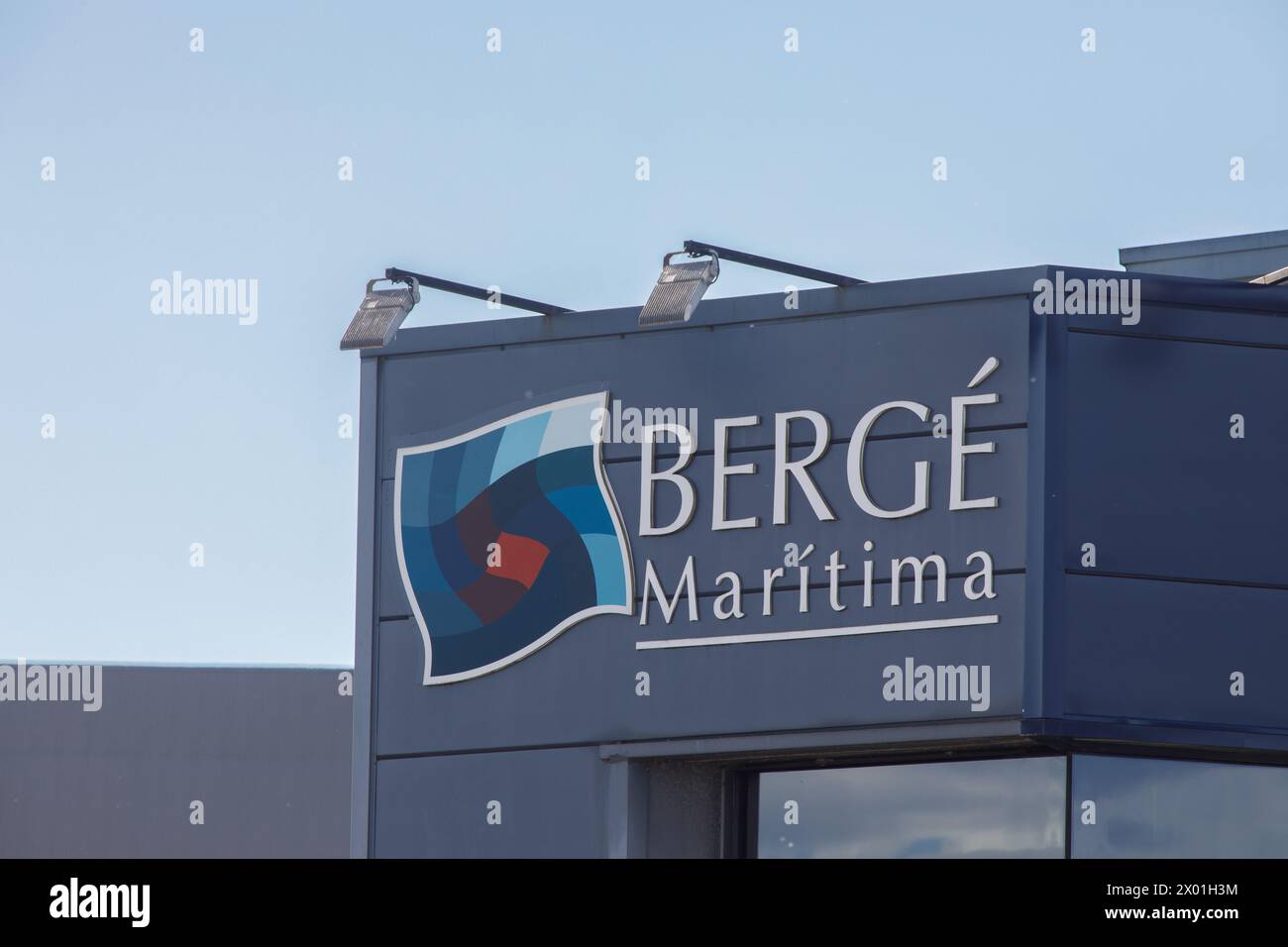 Santander, Spain - April 8, 2024: Poster of the Bergé logistics company based in the port of ...