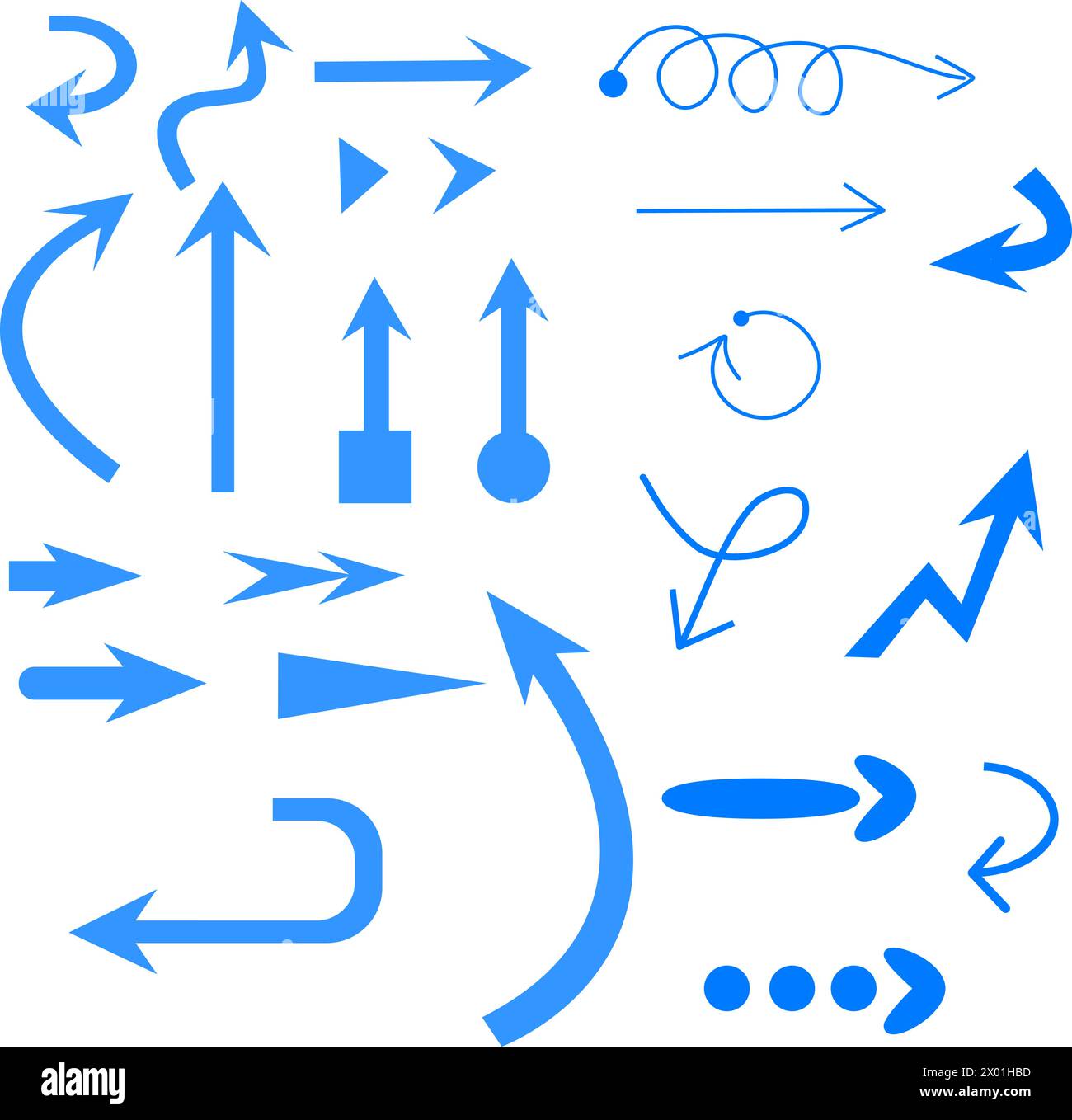 Set of 24 blue vector arrows for mobile apps web interface and on white ...