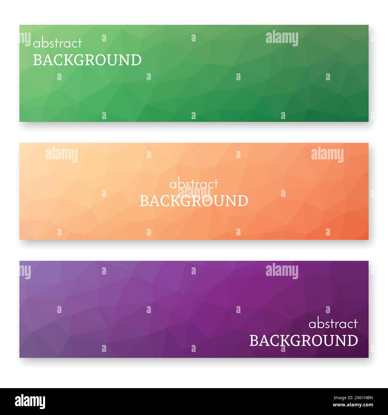 Set of three multi colored banners in low poly art style. Background ...