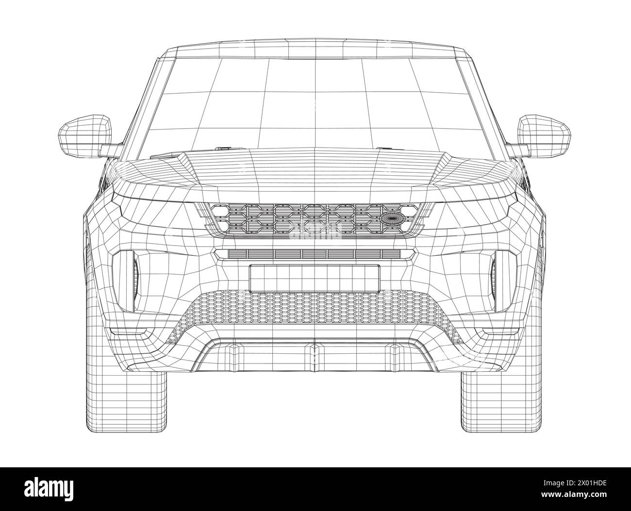 Modern SUV car wireframe. Front view of contour crossover vehicle ...