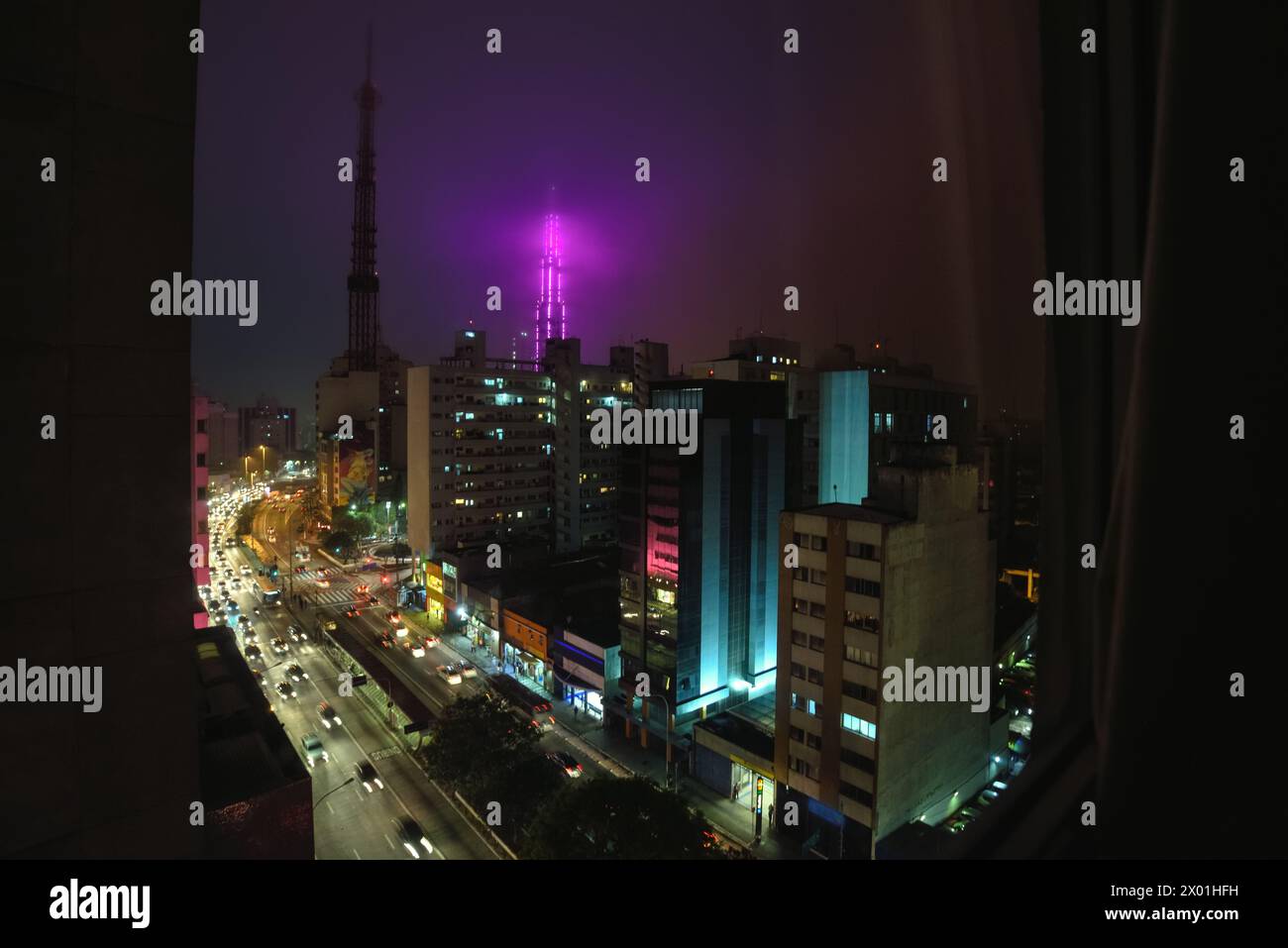 Window View to Consolação Street by Night - São Paulo, Brazil Stock ...