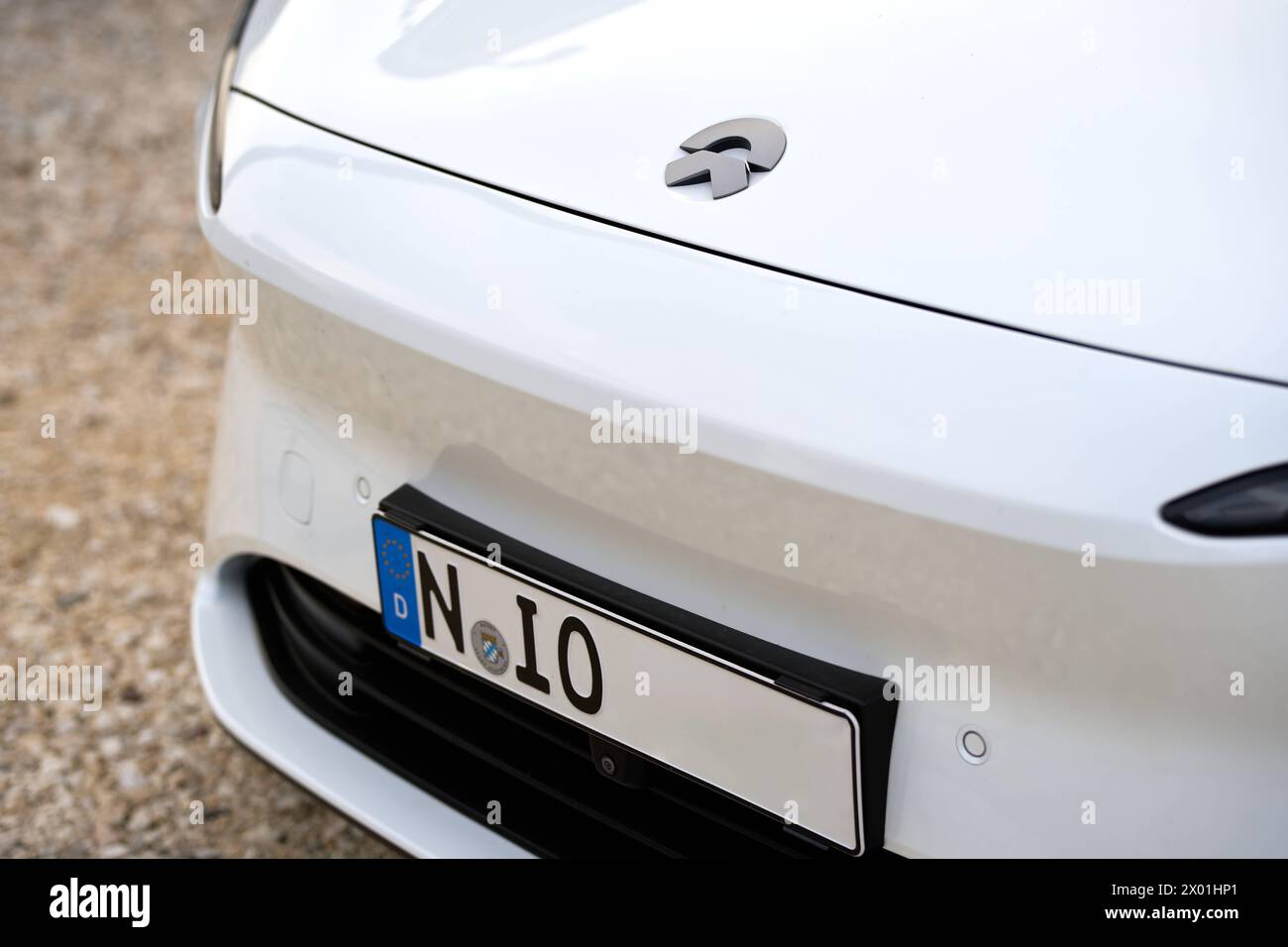 Bavaria, Germany - April 7, 2024: Nio license plate on the bumper of an ...