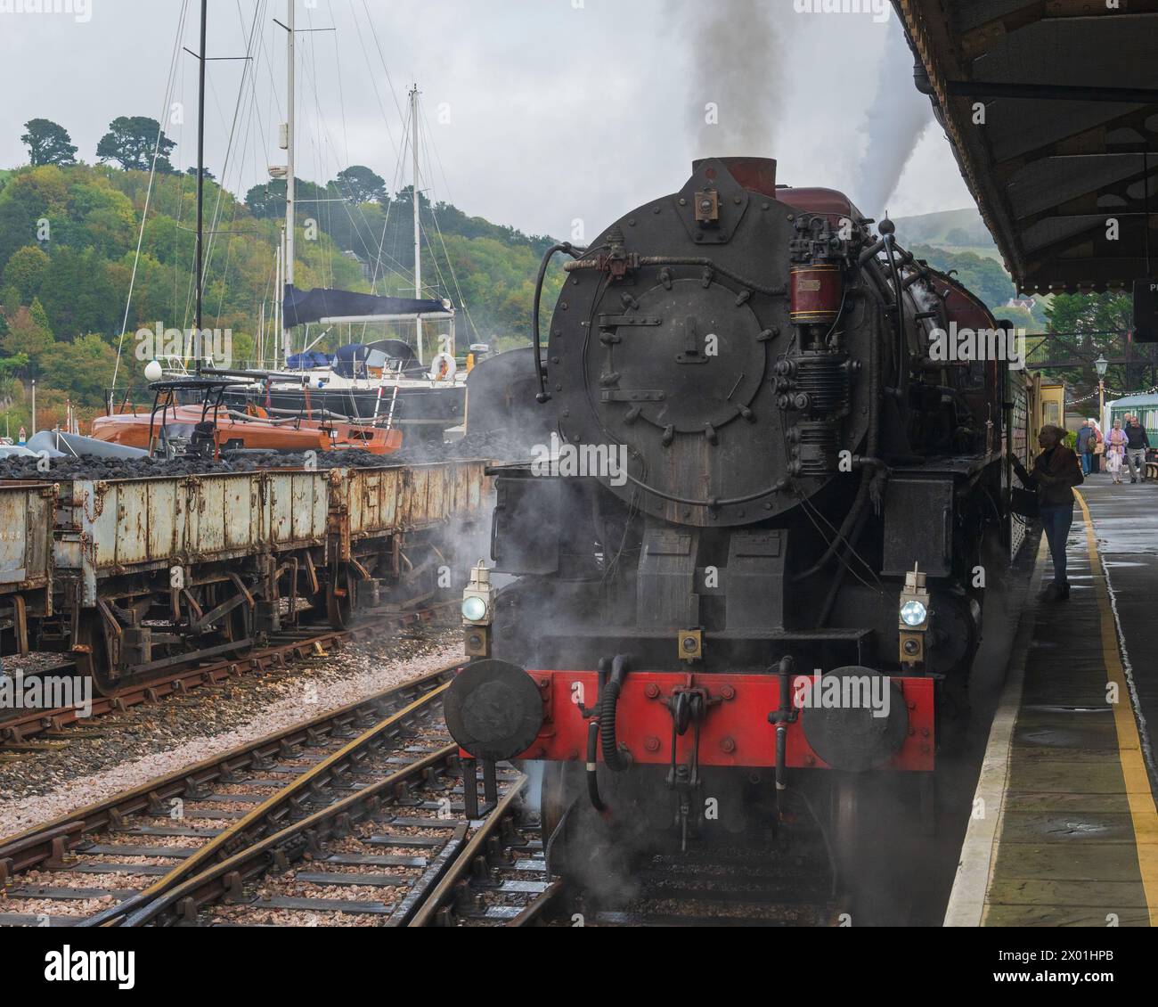 The Omaha steam locomotive shunting off the front of the train at ...