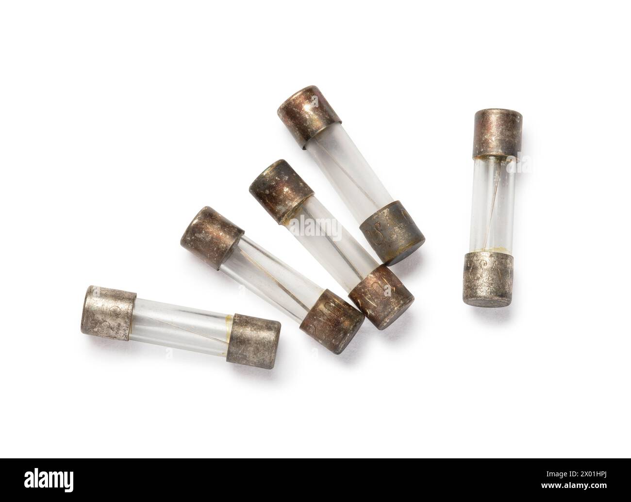 Five fuses isolated on white background Stock Photo - Alamy