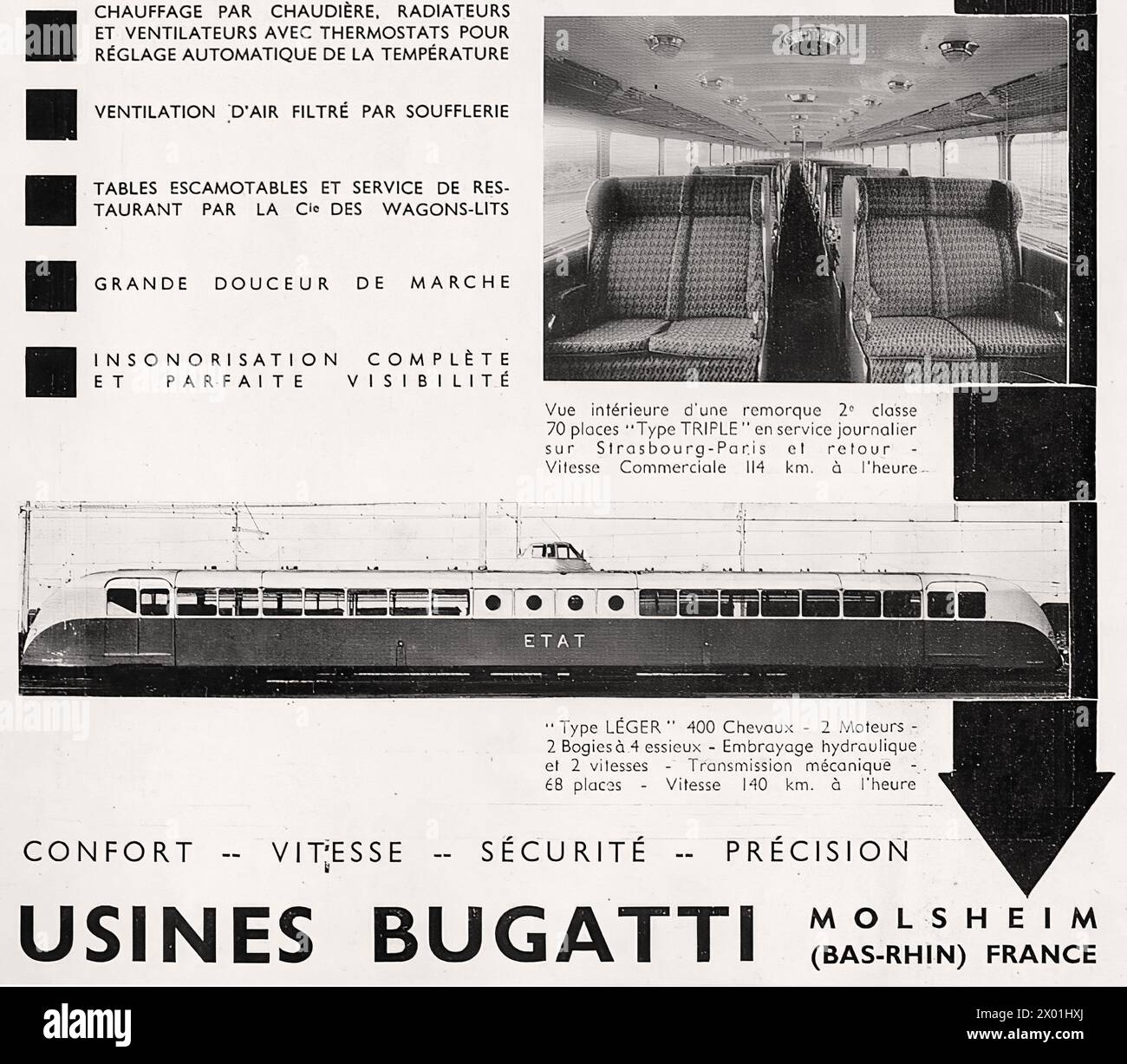 Bugatti autorail Etat - Train vintage photography Stock Photo - Alamy