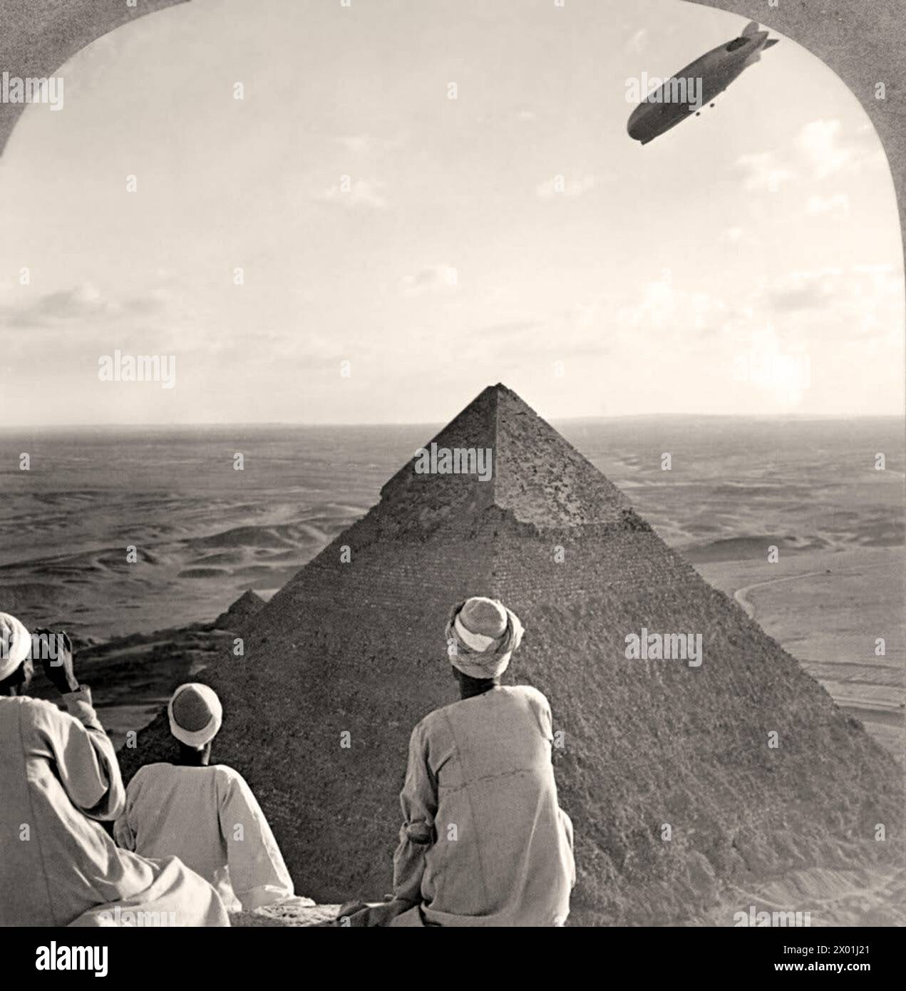 Graf Zeppelin over Giza - Vintage photography Stock Photo - Alamy