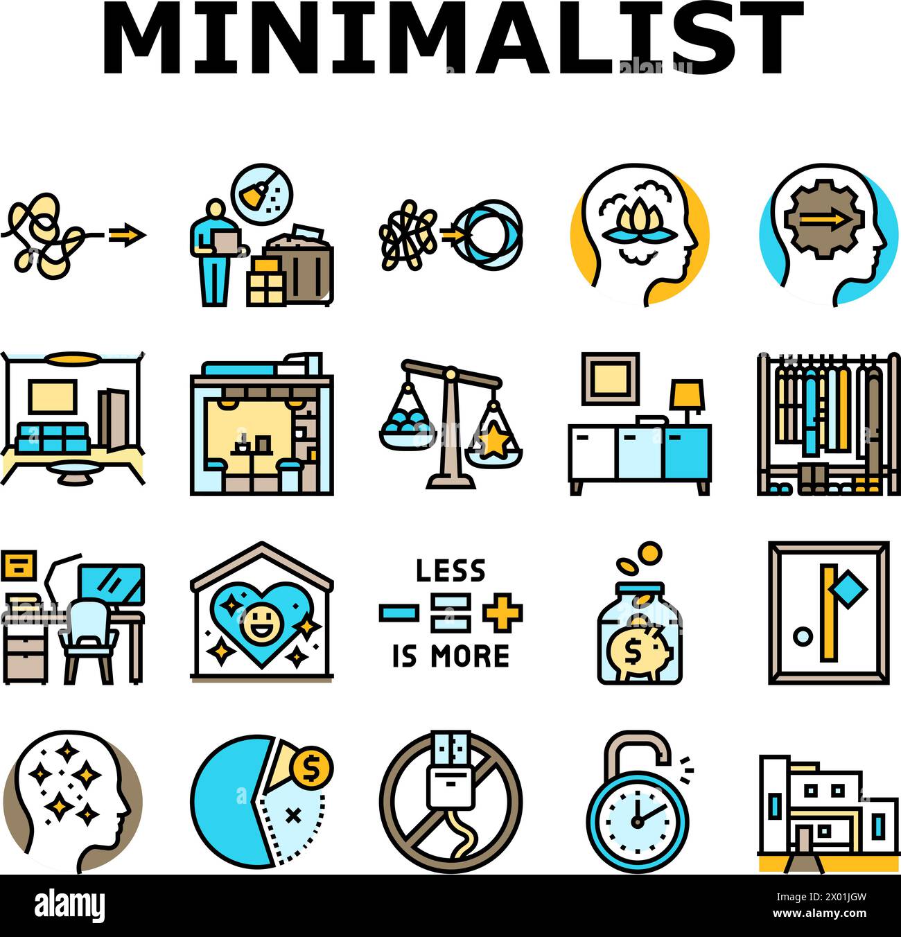 minimalist mind man person icons set vector Stock Vector Image & Art ...