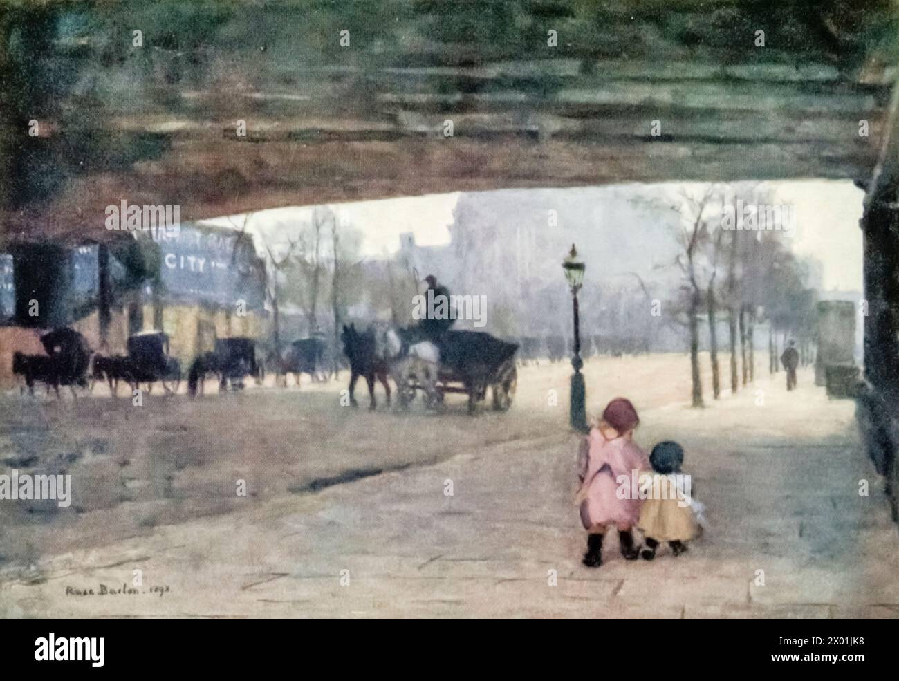 Illustration of under Hungerford Bridge. Watercolour painted by Rose ...