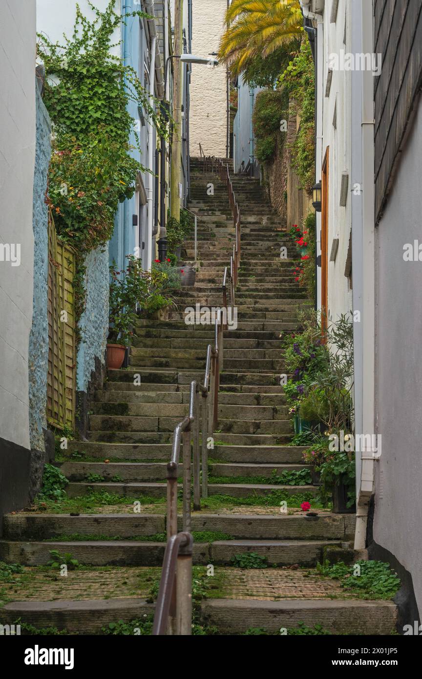 A very old stone stepped alleyway up the hillside from Higher Street at ...