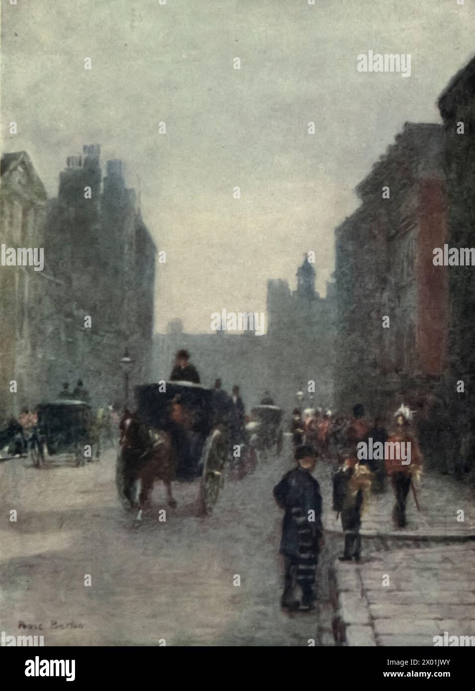 Illustration of St James's Street on Levee Day. Watercolour painted by ...