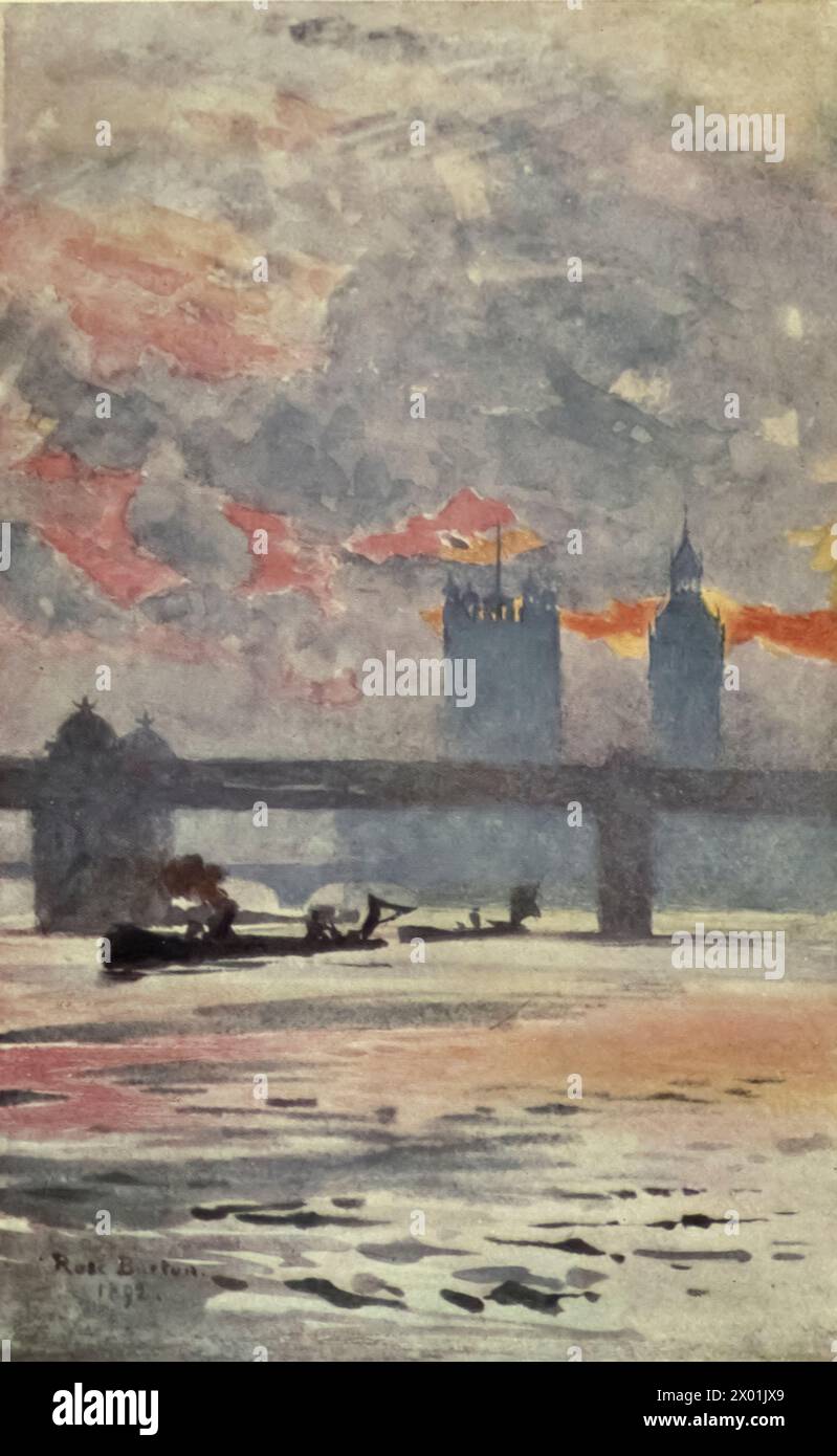 Illustration of The Thames, Charing Cross. Watercolour painted by Rose ...