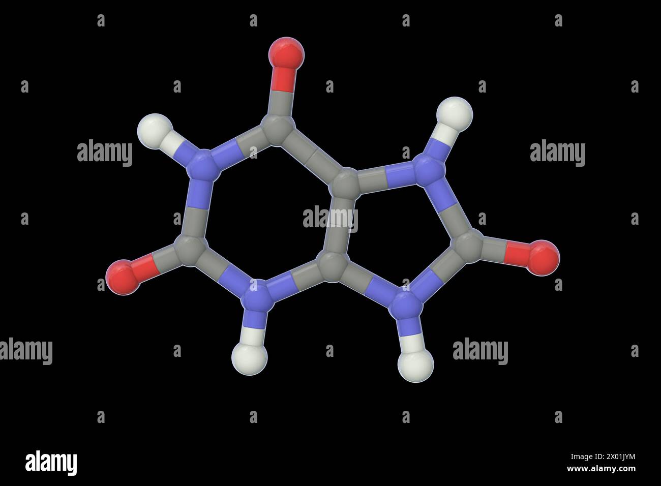 Illustration of the molecular structure of uric acid, a compound with ...