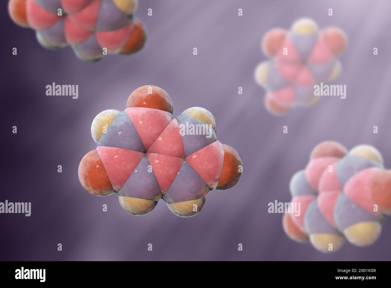 Illustration of the molecular structure of uric acid, a compound with ...
