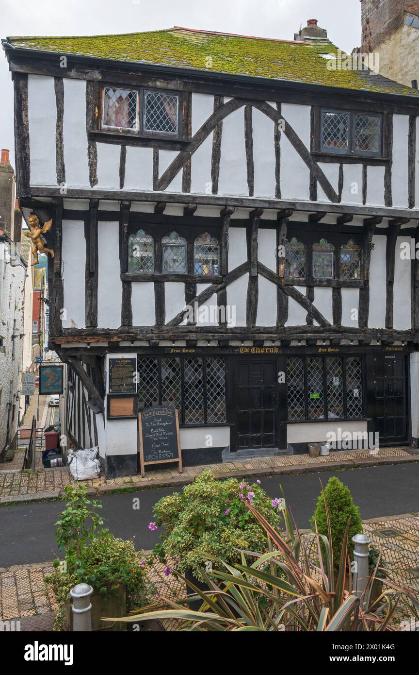 The timber framed, Elizabethan, Cherub public house in Higher Street ...