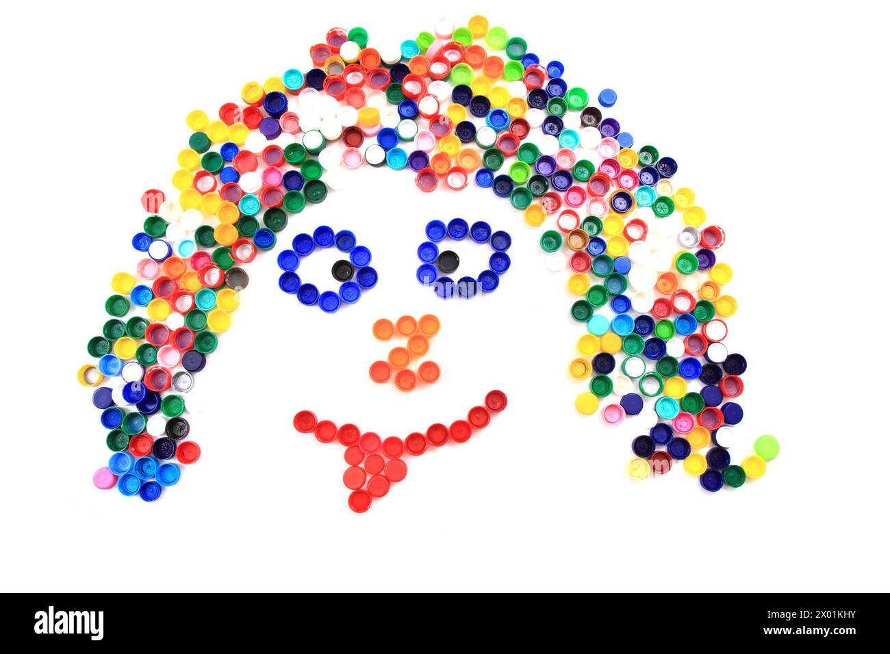 color plastic caps human face isolated on the white background Stock ...