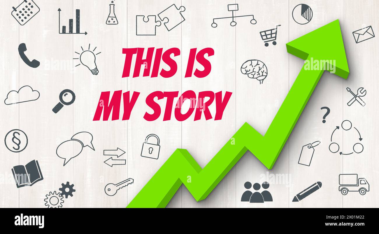 Ascending arrow with icons - This is my story Stock Photo - Alamy